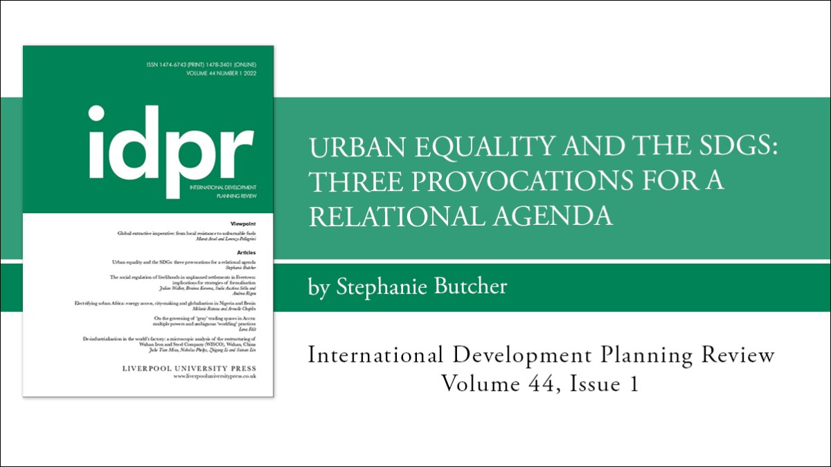 Featured in International Development Planning Review 44.1: Urban ...